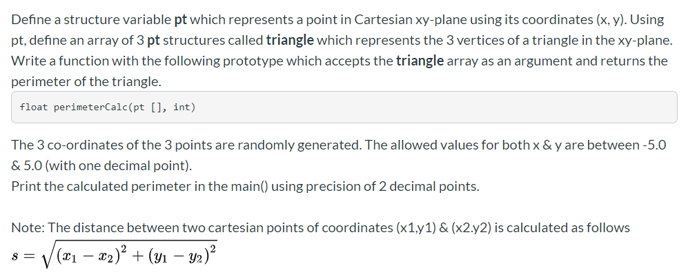 Solved Define a structure variable pt which represents a | Chegg.com