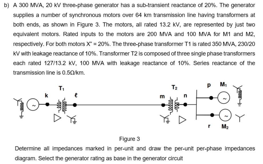 Solved b) A 300 MVA, 20 kV three-phase generator has a | Chegg.com