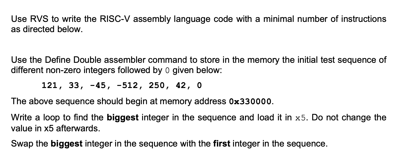 Solved Use RVS to write the RISC-V assembly language code | Chegg.com