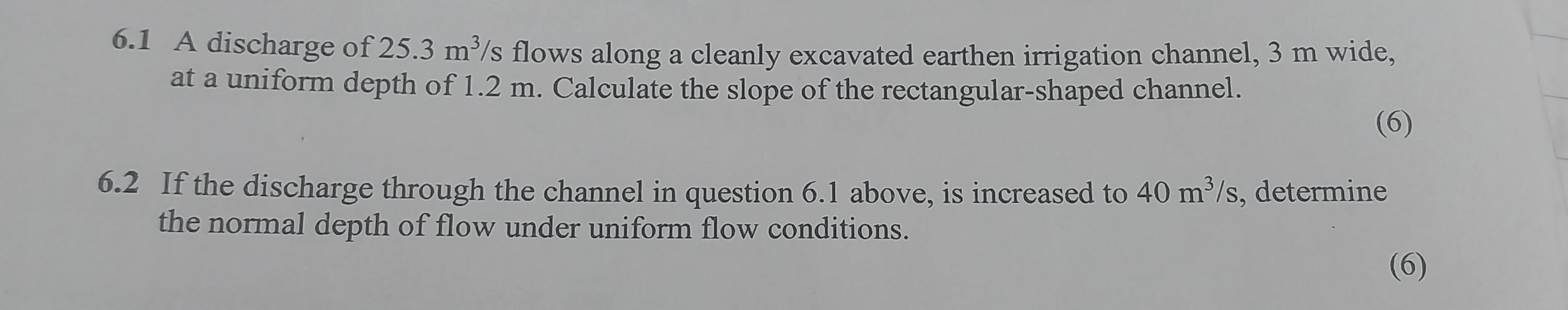 Solved 6.1 ﻿A discharge of | Chegg.com