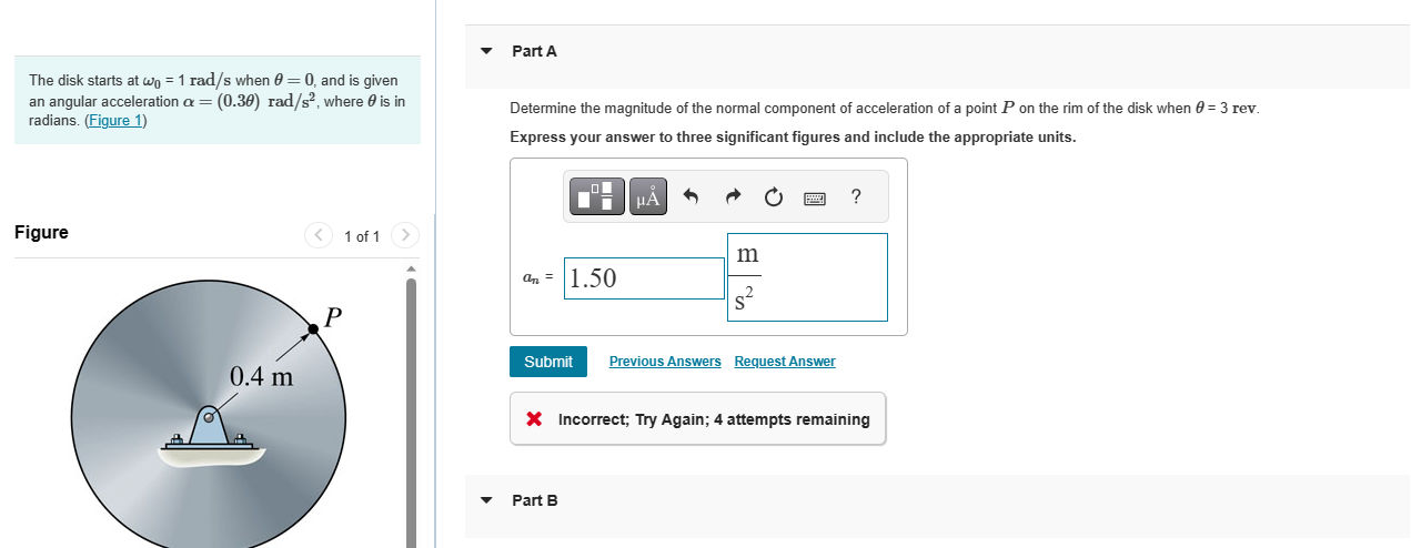 Solved The disk starts at ω0=1rad/s when θ=0, and is given | Chegg.com