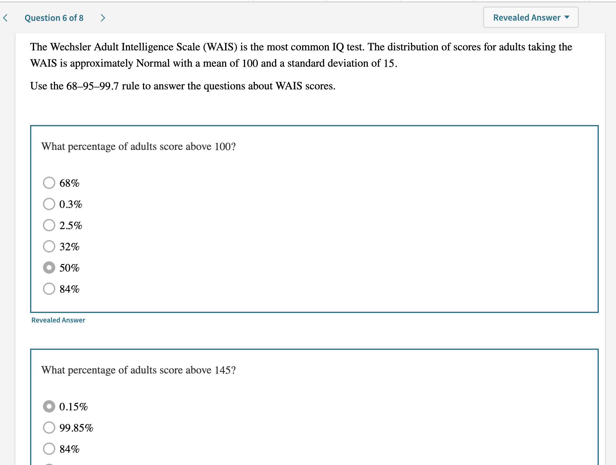 Solved The Wechsler Adult Intelligence Scale (WAIS) is the | Chegg.com