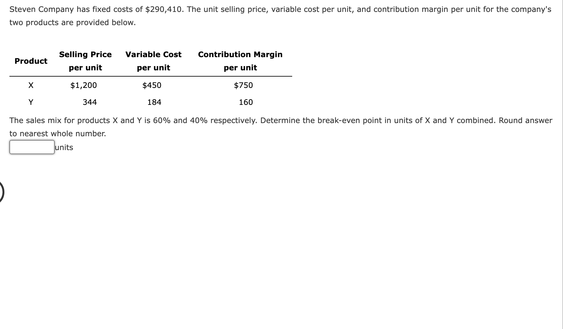 Solved Steven Company has fixed costs of $290,410. The unit | Chegg.com Solved Steven Company has fixed costs of $290,410. The unit | Chegg.com