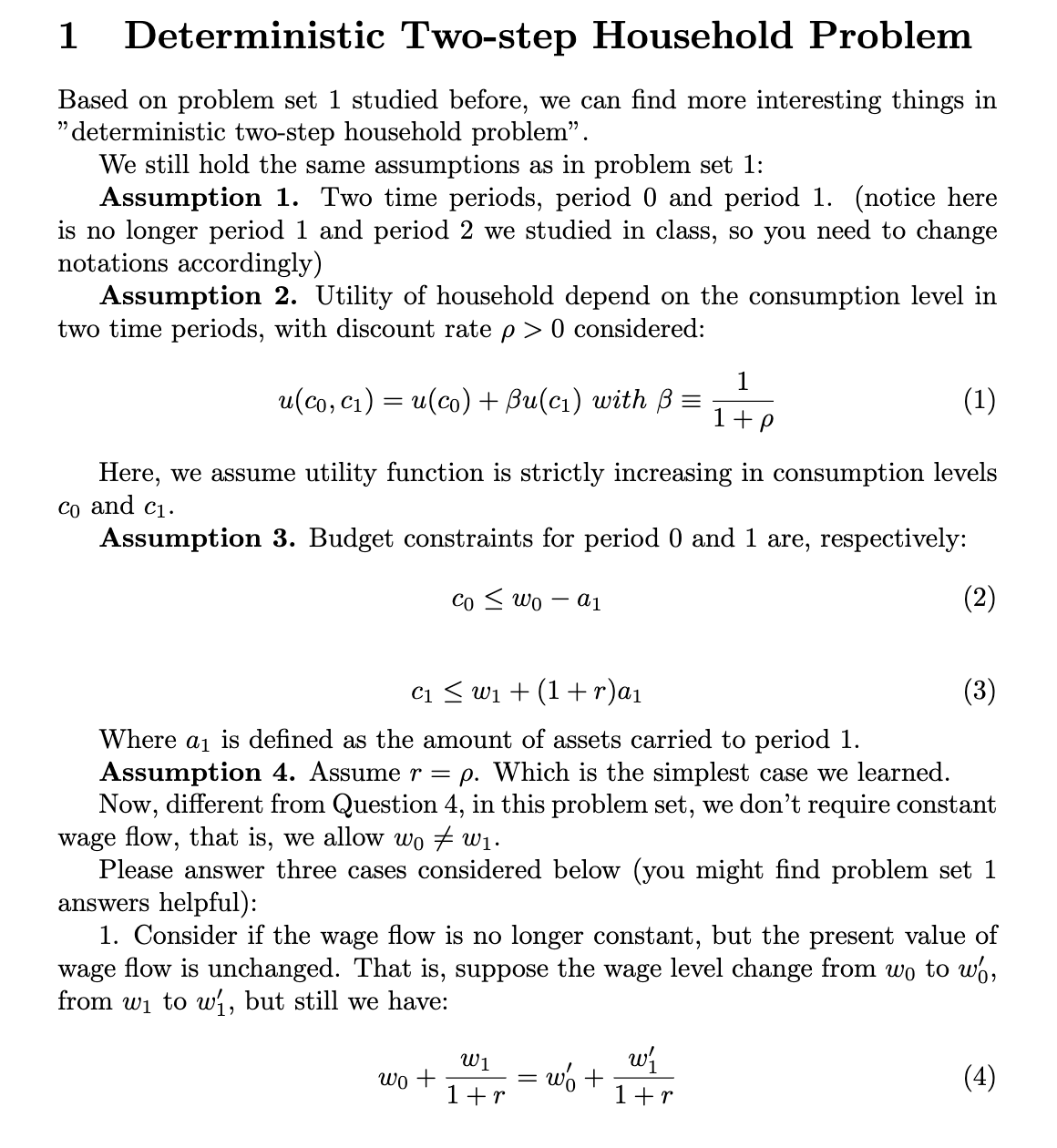 Solved 1 Deterministic Two-step Household Problem Based on | Chegg.com