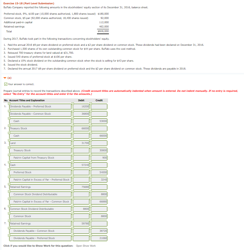 Solved Exercise 15-18 (Part Level Submission) Buffalo | Chegg.com