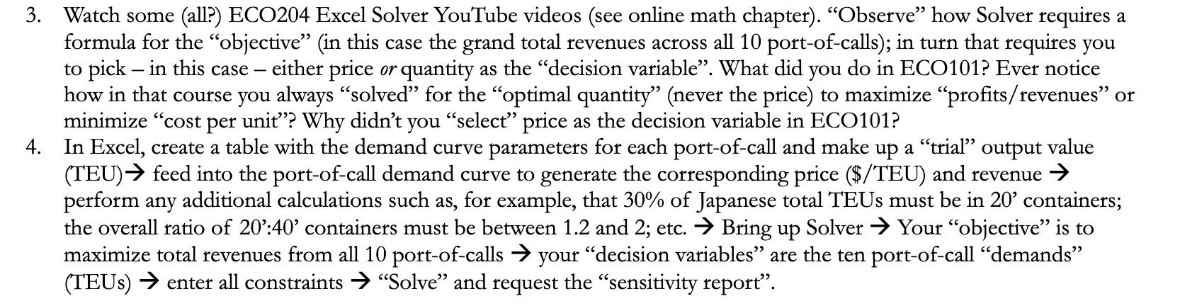 Solved Watch some (all?) ﻿ECO204 ﻿Excel Solver YouTube | Chegg.com