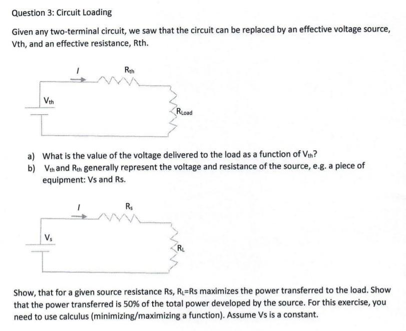 Solved Question 3: Circuit Loading Given any two-terminal | Chegg.com
