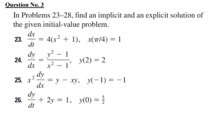 Solved In Problems 23-28, find an implicit and an explicit | Chegg.com Solved In Problems 23-28, find an implicit and an explicit | Chegg.com
