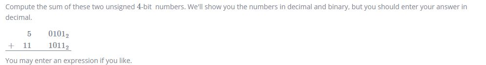 Solved Compute the sum of these two unsigned 4-bit numbers. | Chegg.com
