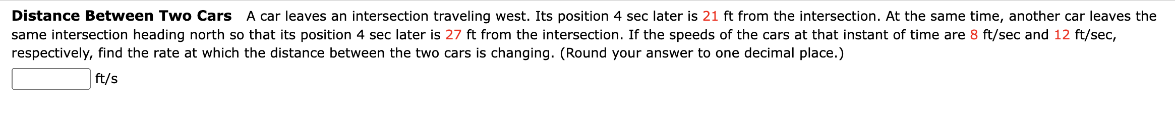 Solved Distance Between Two Cars A car leaves an | Chegg.com