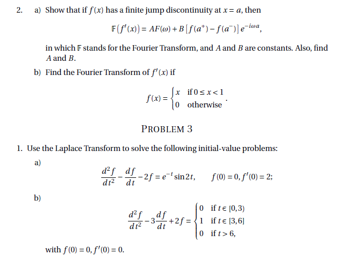 Solved a) Show that if f(x) has a finite jump discontinuity | Chegg.com