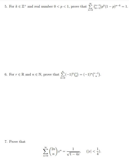 Solved 5. For k∈Z+and real number 0 | Chegg.com