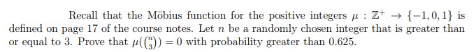 Solved Recall that the Möbius function for the positive | Chegg.com