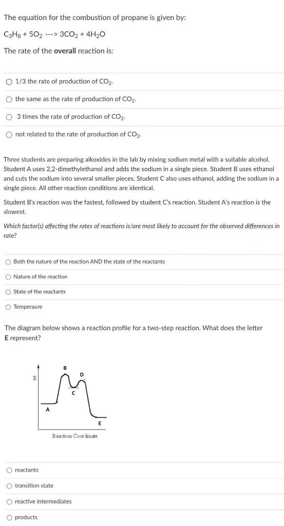 Solved The equation for the combustion of propane is given | Chegg.com