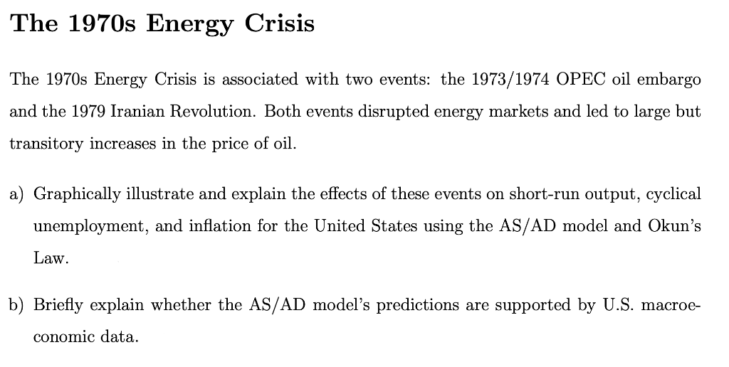 The 1970s Energy Crisis The 1970s Energy Crisis is | Chegg.com