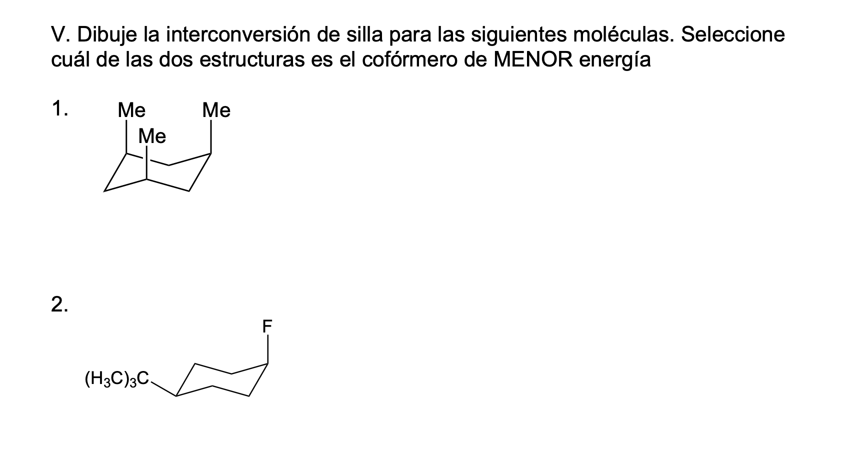Solved V. Draw the chair interconversion for the following | Chegg.com