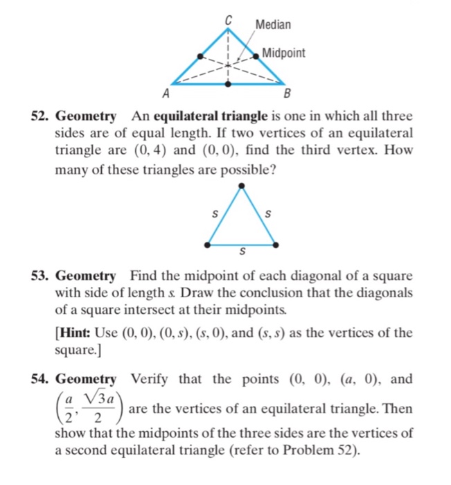 Solved C Median Midpoint 52 Geometry An Equilateral