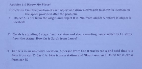 Solved Activity 1: I Know My Place! Directions: Find the | Chegg.com