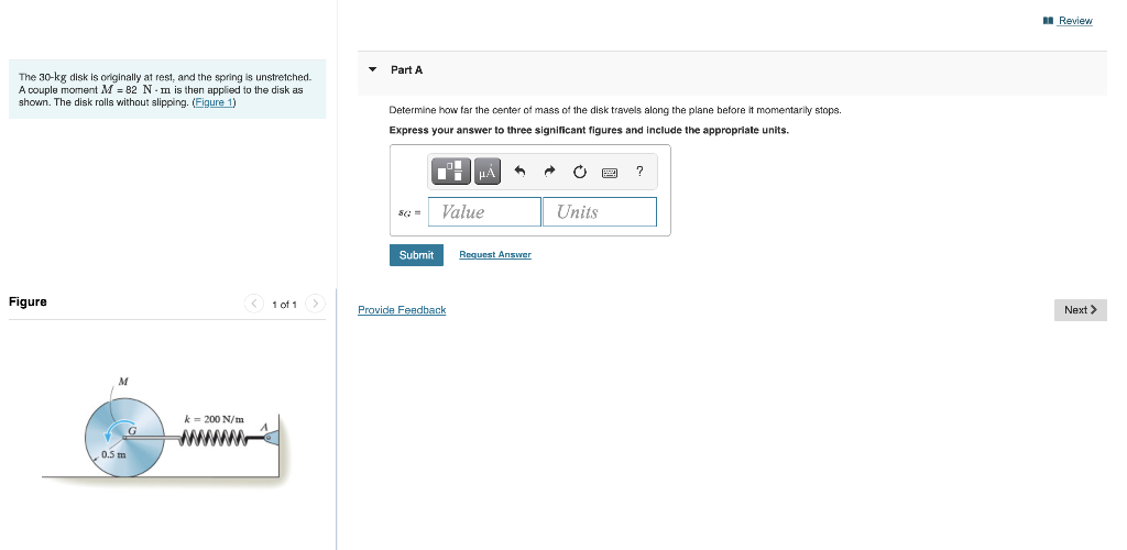 Solved Review Part A The 30-kg disk is originally at rest, | Chegg.com