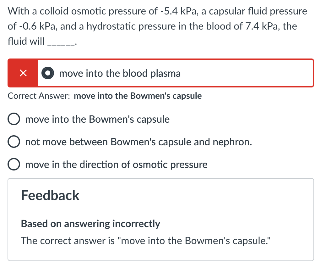 Solved With a colloid osmotic pressure of -5.4 kPa, a | Chegg.com