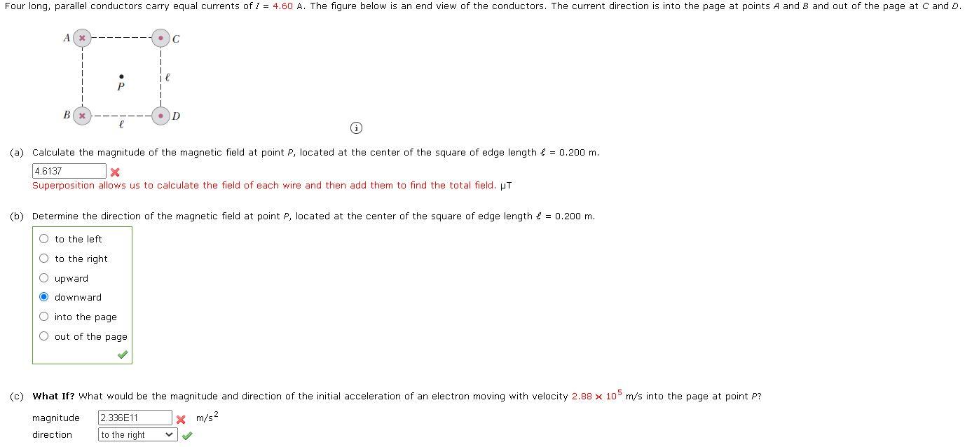 Solved Four long, parallel conductors carry equal currents | Chegg.com