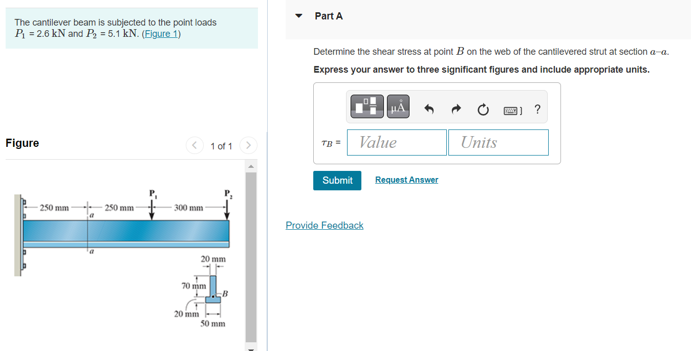 Solved The cantilever beam is subjected to the point loads | Chegg.com