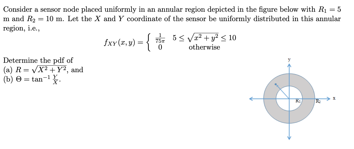Solved Consider a sensor node placed uniformly in an annular | Chegg.com