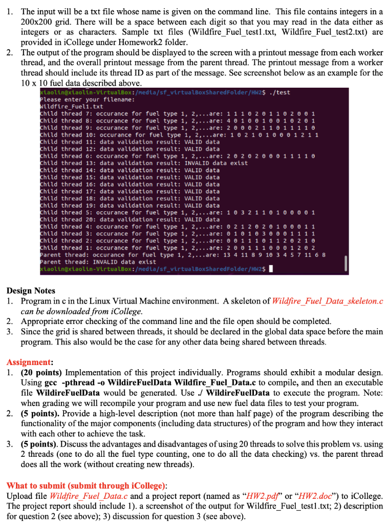 Solved To provide experience with pthreads in UNIX Problem | Chegg.com