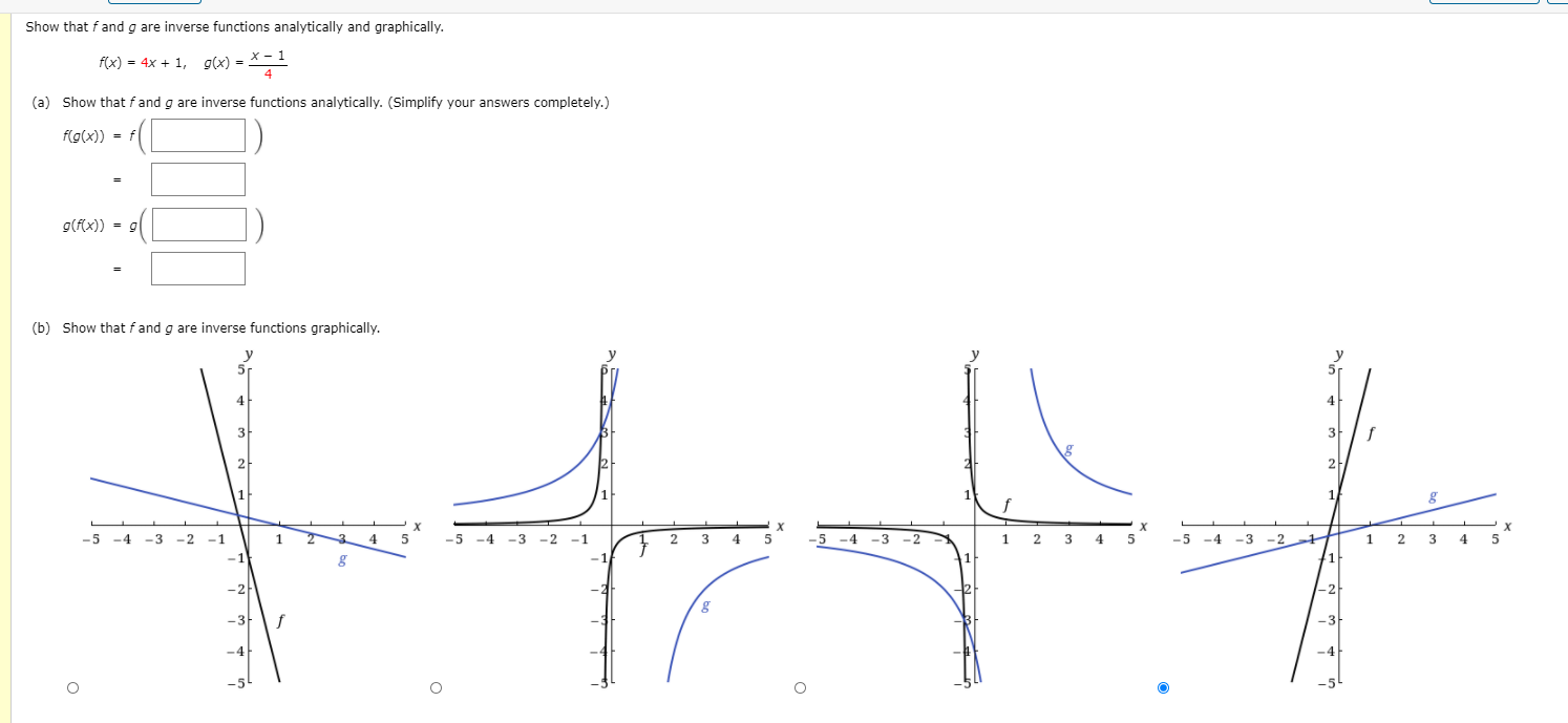 Solved Show That F And G Are Inverse Functions Analytically