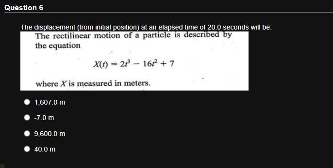 Solved The displacement (from initial position) at an | Chegg.com