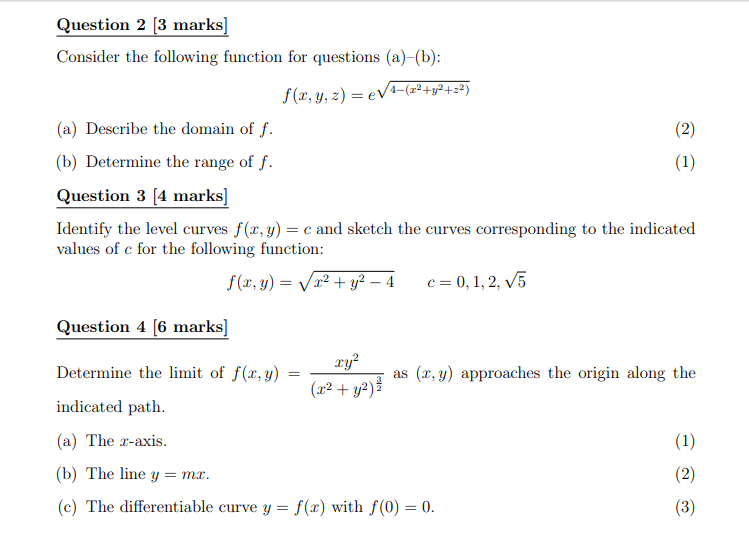 Solved Question 2 [3 marks] Consider the following function | Chegg.com