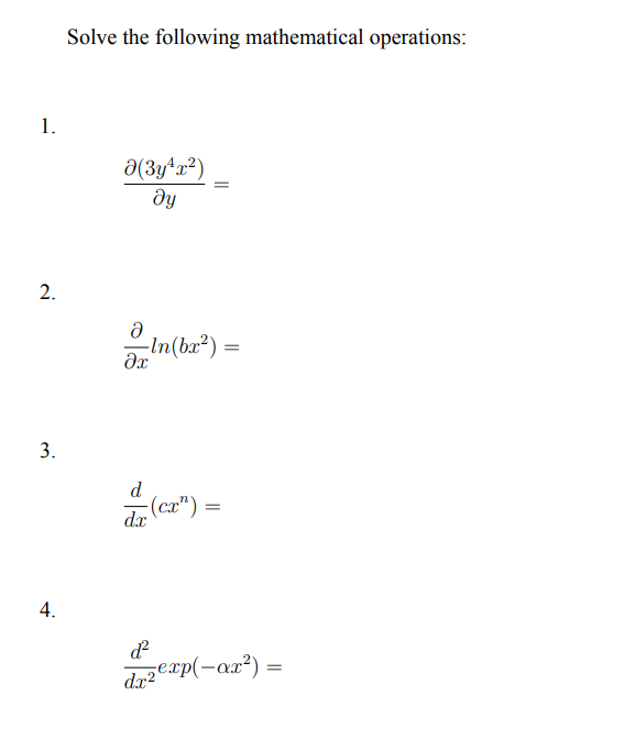 Solved Solve the following mathematical operations: | Chegg.com