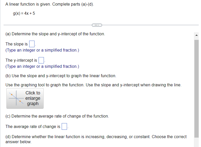 Solved A linear function is given. Complete parts (a)-(d). | Chegg.com