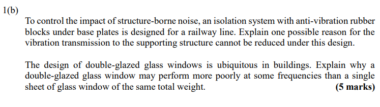 Solved 1(b) To control the impact of structure-borne noise, | Chegg.com