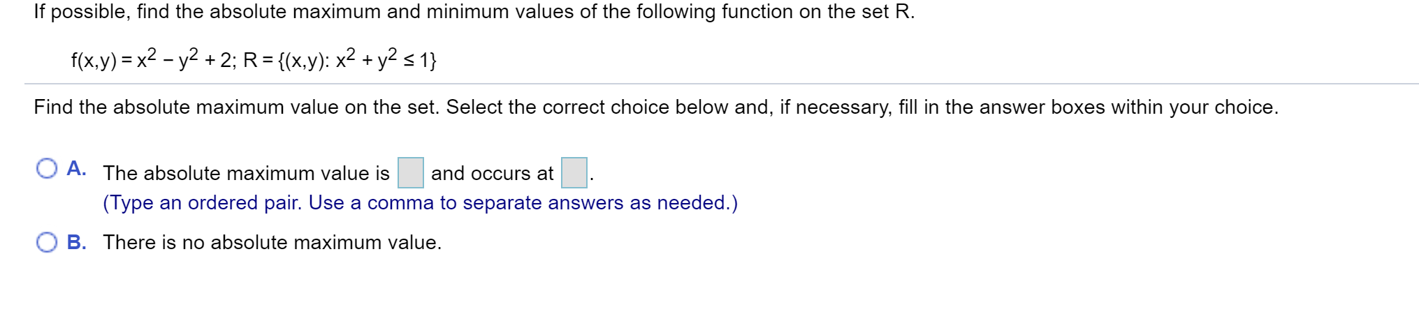 Solved If possible, find the absolute maximum and minimum | Chegg.com