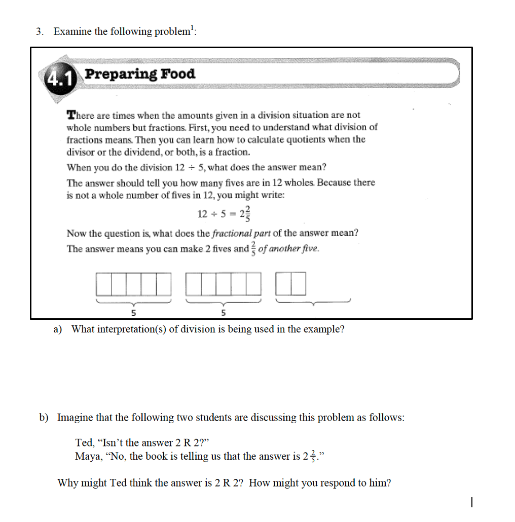 Solved 3. Examine the following problem': 4.1 Preparing Food | Chegg.com