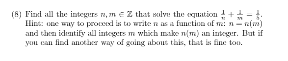 Solved (8) Find all the integers n., in € Z that solve the | Chegg.com