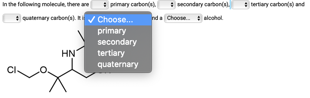 Solved In the following molecule, there are primary | Chegg.com
