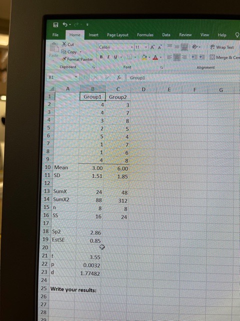Solved B. File Home Insert Page Layout Formulas Data Review | Chegg.com
