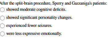 Solved After the split-brain procedure, Sperry and | Chegg.com