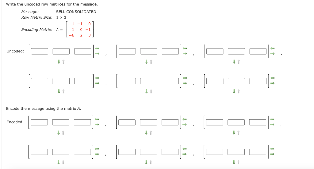 Solved Write the uncoded row matrices for the message. | Chegg.com