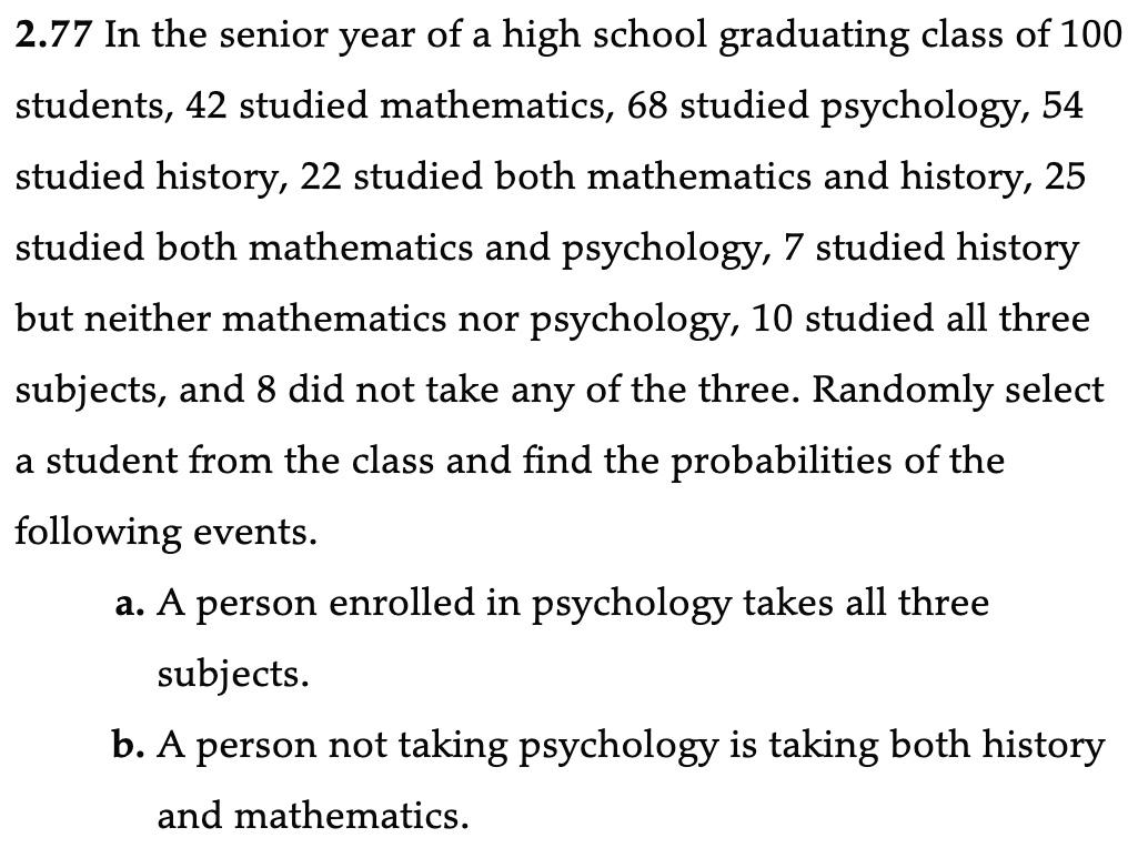 Solved 2.77 In the senior year of a high school graduating | Chegg.com