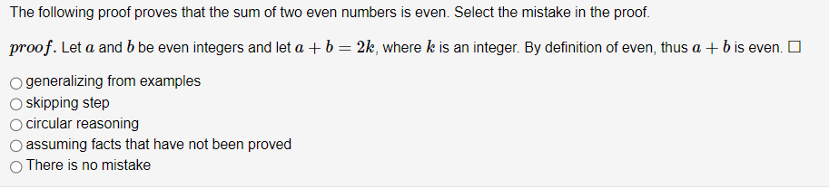 Solved The following proof proves that the sum of two even | Chegg.com