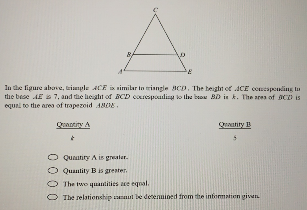 Solved В. D E In the figure above, triangle ACE is similar | Chegg.com