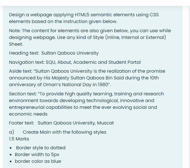 Solved Design a webpage applying HTML5 semantic elements | Chegg.com