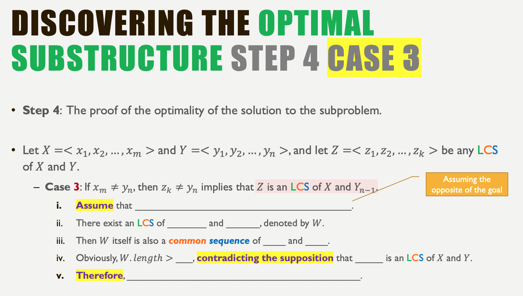 DISCOVERING THE OPTIMAL SUBSTRUCTURE STEP 4 CASE 1 - | Chegg.com