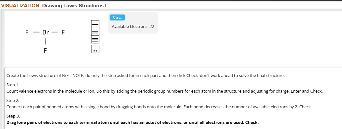 Solved VISUALIZATION Drawing Lewis Structures I Clear | Chegg.com