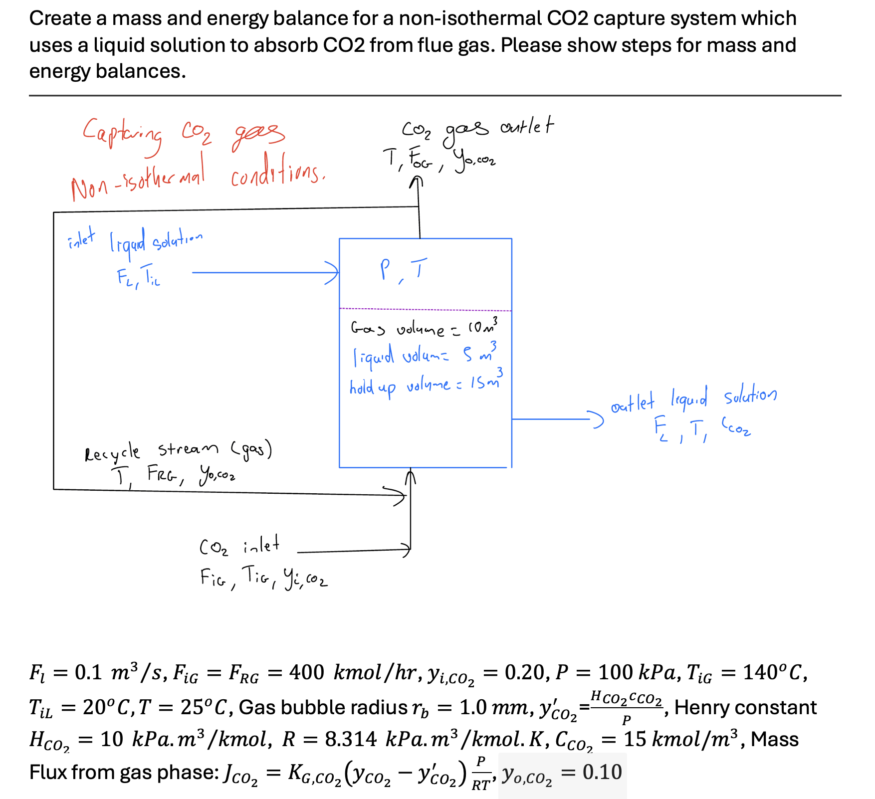 Solved Create a mass and energy balance for a non-isothermal | Chegg.com