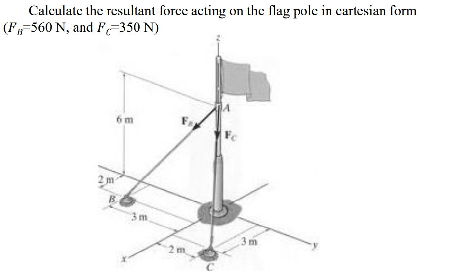 Solved Calculate the resultant force acting on the flag pole | Chegg.com