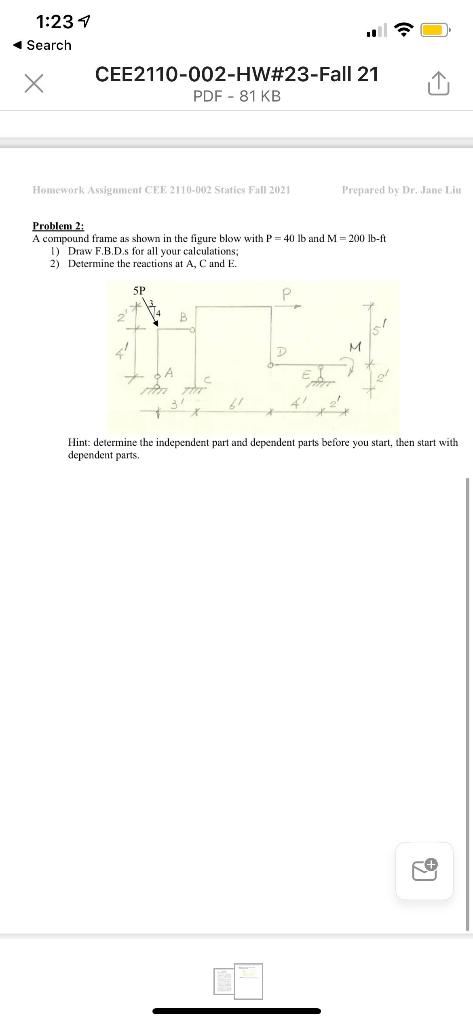 Solved 1:23 1 Search Х CEE2110-002-HW#23-Fall 21 PDF - 81 KB | Chegg.com Solved 1:23 1 Search Х CEE2110-002-HW#23-Fall 21 PDF - 81 KB | Chegg.com